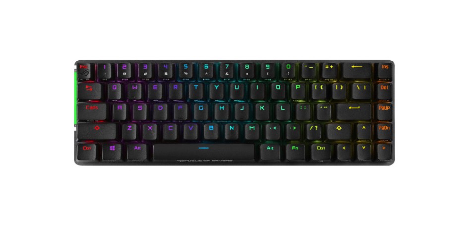Tastatura gaming mecanica wireless ASUS ROG Falchion, format 65% ...