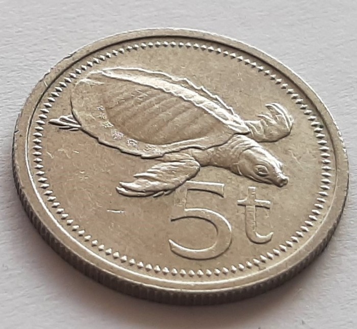 151. Moneda Papua & Noua Guinee 5 toea 1975 (Plateless Turtle ...
