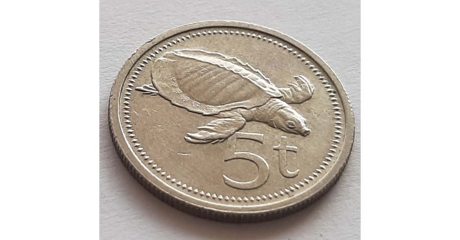 151. Moneda Papua & Noua Guinee 5 toea 1975 (Plateless Turtle ...