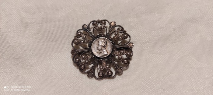 BROSA veche cu NAPOLEON BONAPARTE art deco FRANTA manopera EXCEPTIONALA ...