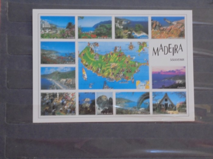 PORTUGALIA - MADEIRA - HARTA INSULEI CU 12 FOTOGRAFII DIN DIVERSE ...