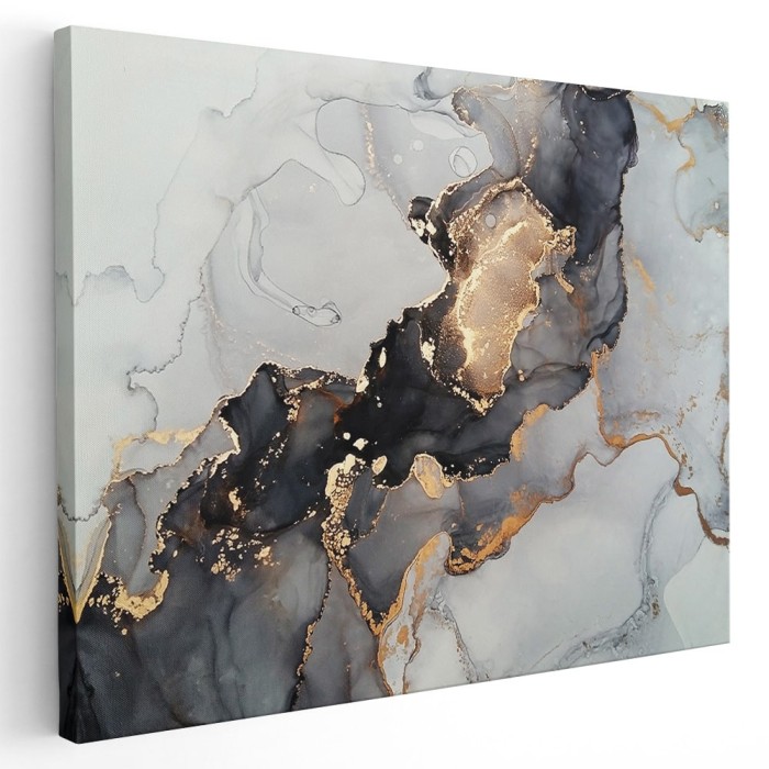 Tablou abstract imitatie marmura auriu gri 1990 Poster imprimat pe ...