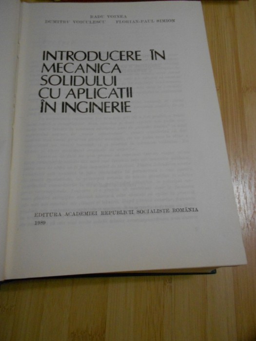 RADU VOINEA--INTRODUCERE IN MECANICA SOLIDULUI CU APLICATII IN ...