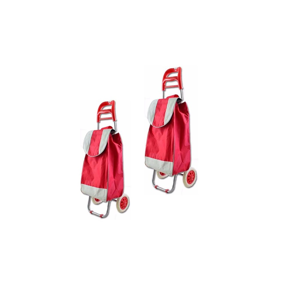 2 x Carut pentru piata, 2 roti, Rosu, Suporta 20kg | Okazii.ro