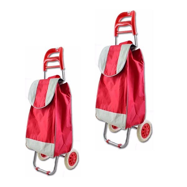 2 x Carut pentru piata, 2 roti, Rosu, Suporta 20kg | Okazii.ro