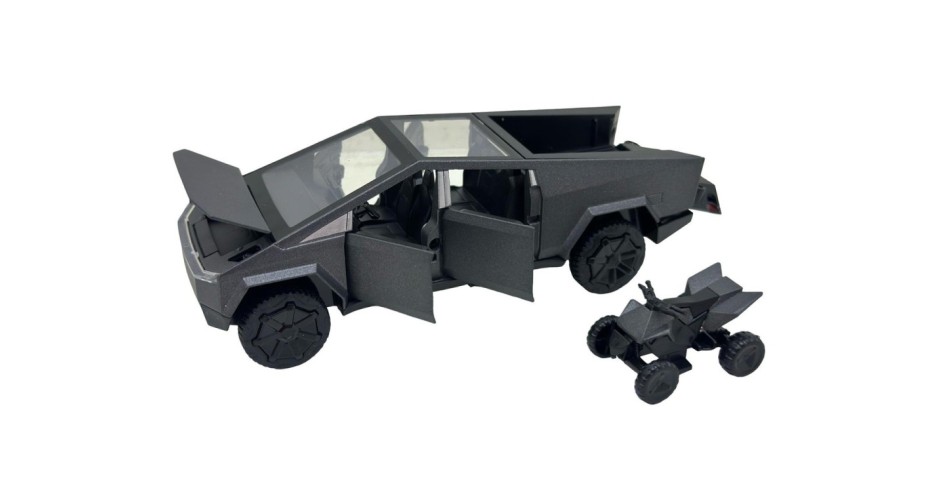 Macheta metal Tesla Cybertruck cenusie cu atv metal 1:32 cu sunet ...