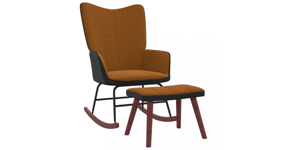 Scaun balansoar cu taburet, maro, catifea ?i PVC | arhiva Okazii.ro