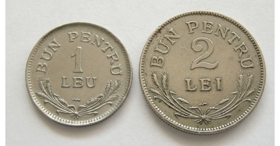 q126 SET MONEDE 1 LEU SI 2 LEI 1924 FOARTE FRUMOASE | arhiva Okazii.ro