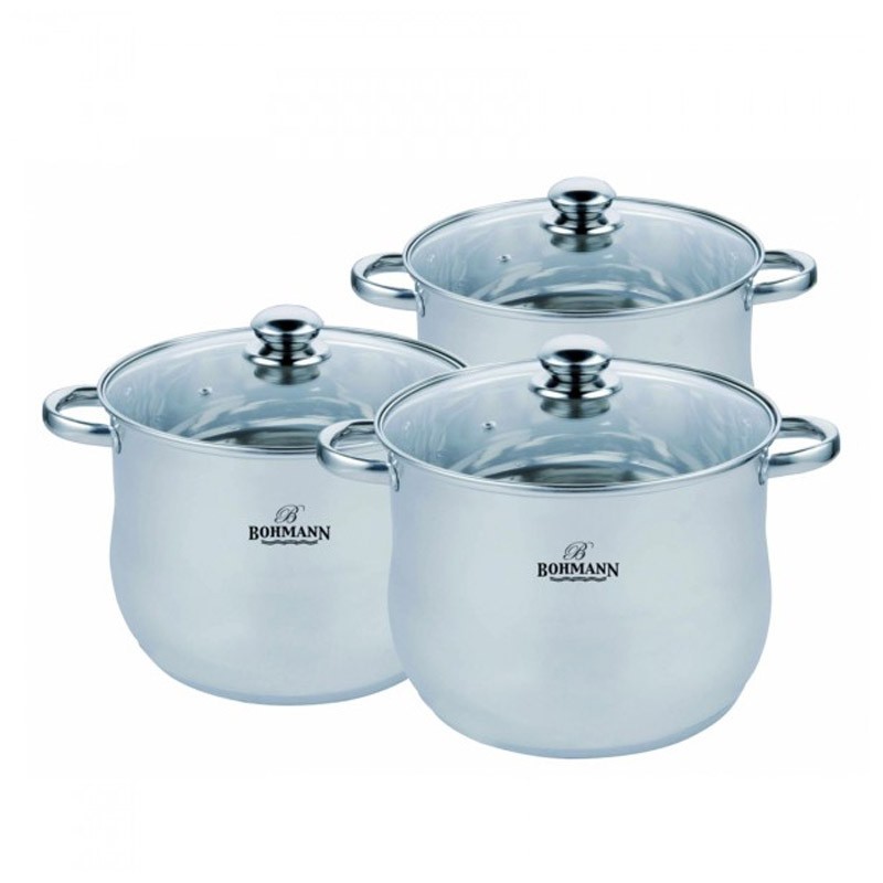 Set oale inox Bohmann, 6 piese, interior gradat, capace incluse ...