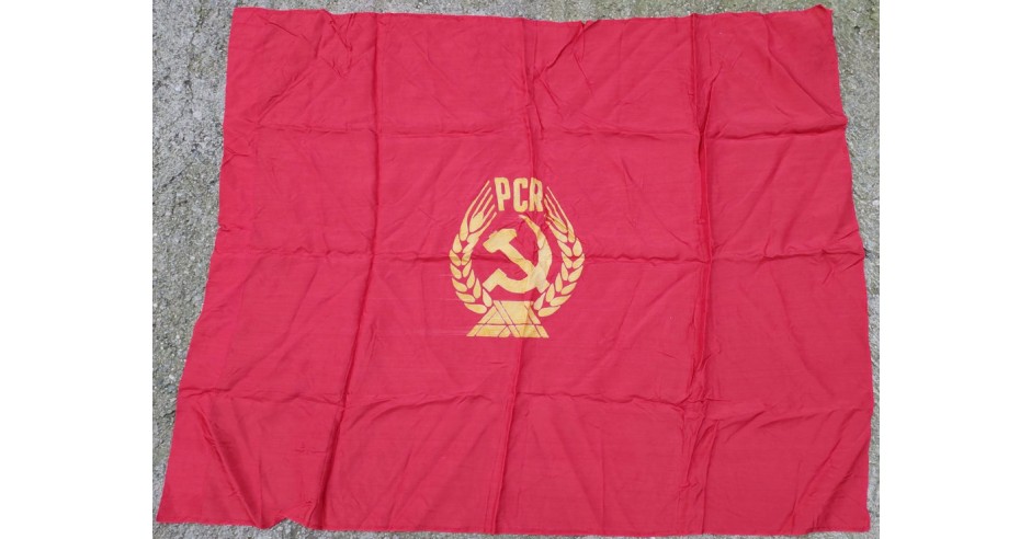 Steag drapel PCR (Partidul Comunist Roman) anii 70-80 matase nefolosit 103x128cm | arhiva Okazii.ro