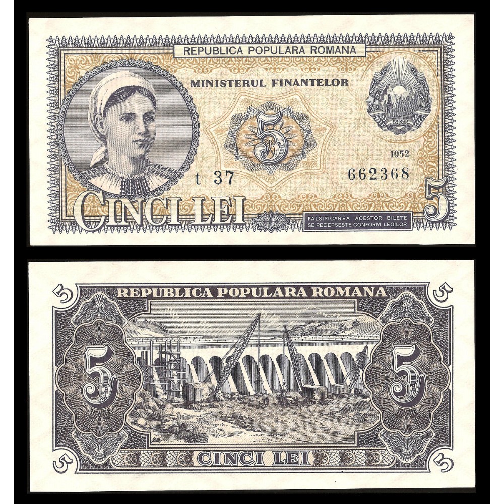 Bancnote România, bani vechi 5 lei 1952 -UNC | arhiva Okazii.ro