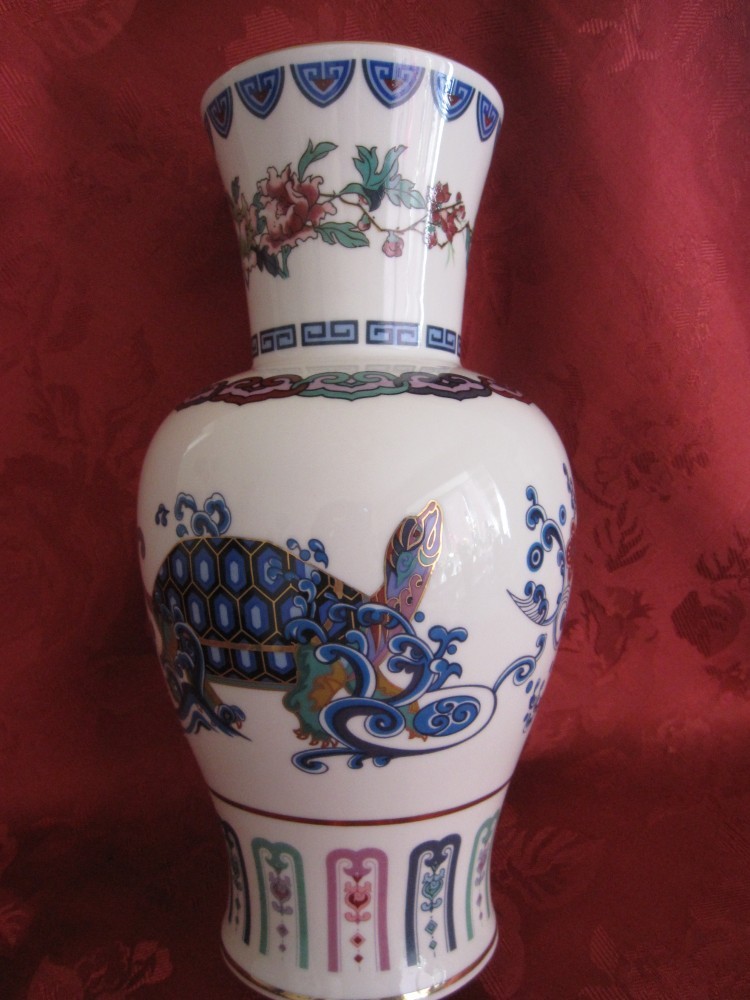 VAZA PORTELAN FRANKLIN MINT CHINA DECORATA CU BROASCA TESTOASA 26 CM ...