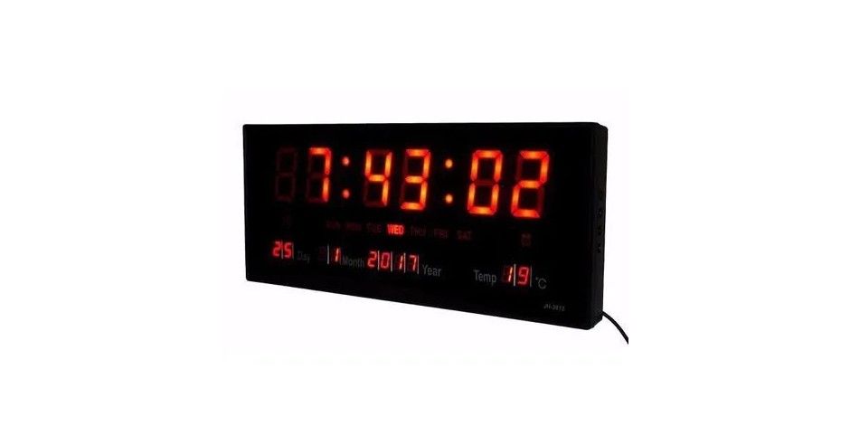 Ceas electronic de perete cu termometru, Lumina ajustabila, Alimentator ...