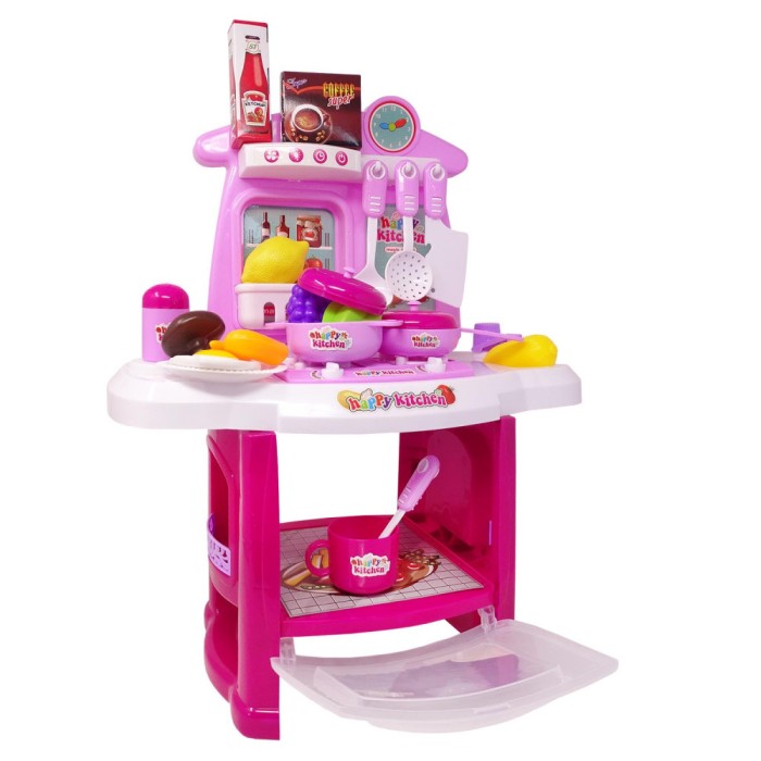 Set Bucatarie Roz, 25 Piese, cu lumini si sunete aragaz, SALAMANDRA ...