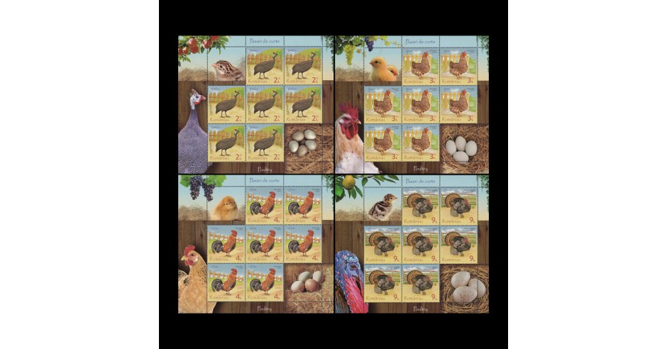 Timbre Romania Pasari de curte, minicoli de 7 timbre ?i 2 viniete 2023 ...