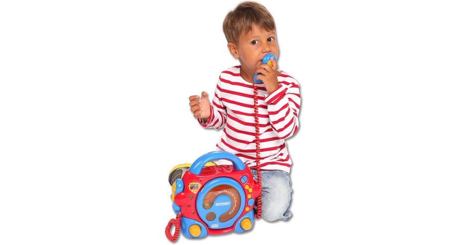 Bontempi CD Player Portabil Copii cu 2 Microfoane si Adaptor, Efecte ...