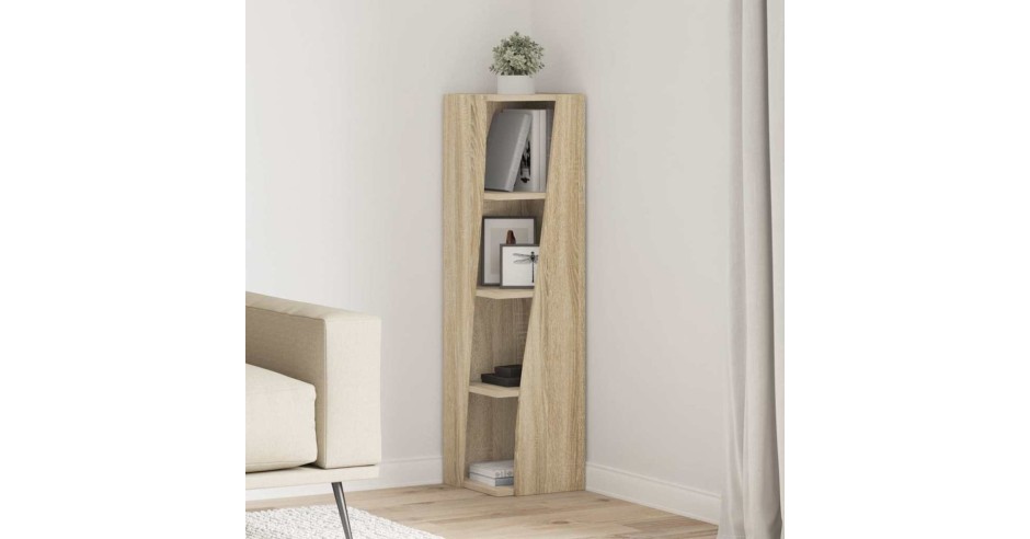 Dulap de colt Alb 27,5x27x102cm Lemn compozit | Okazii.ro