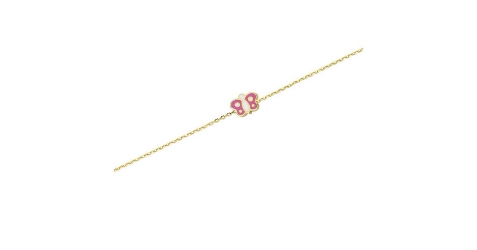 Bratara aur galben fete fluture roz - DA547 | arhiva Okazii.ro