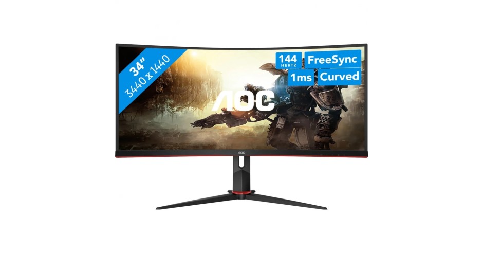 Monitor gaming curbat LED VA AOC 34, UltraWide QHD, DisplayPort, 1ms ...