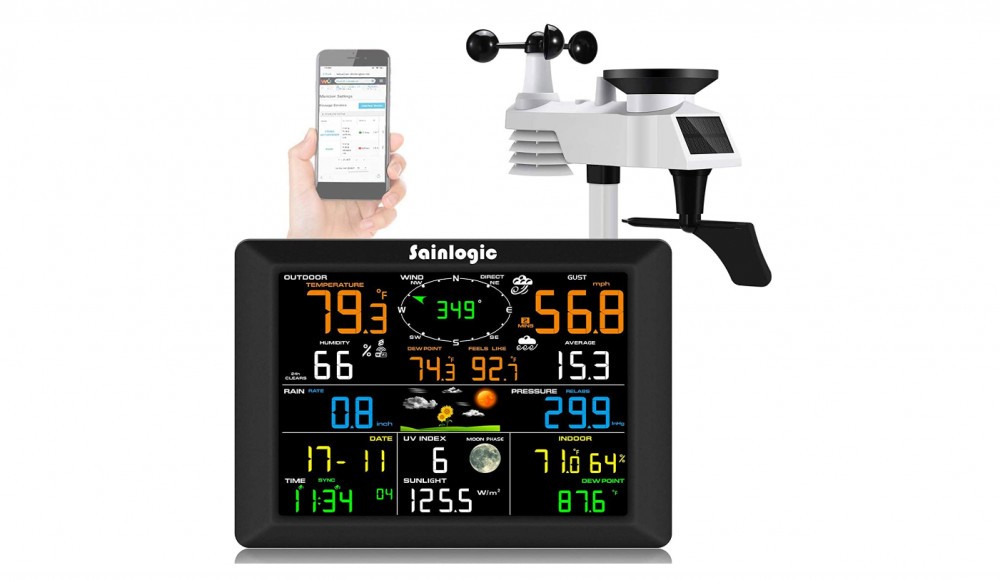 Statie meteo WiFi profesionala Sainlogic, wireless, cu senzor exterior ...