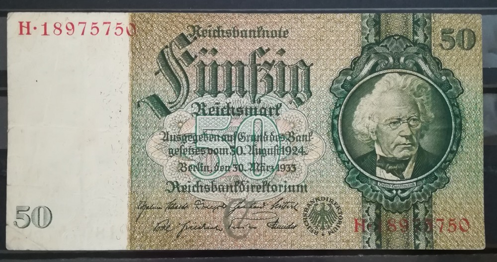 Bancnota 50 marci 1933, circulata, starea din poze, Germania | arhiva ...