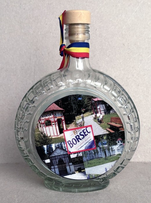 Sticla 500 ml cu dop, tip plosca pentru apa minerala BORSEC, artizanat ...