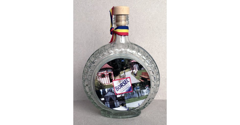Sticla 500 ml cu dop, tip plosca pentru apa minerala BORSEC, artizanat ...