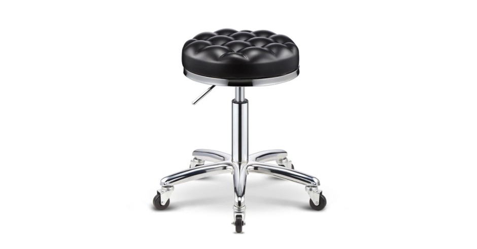 Scaun salon taburet frizerie hidraulic cu roti si perna moderna Negru ...