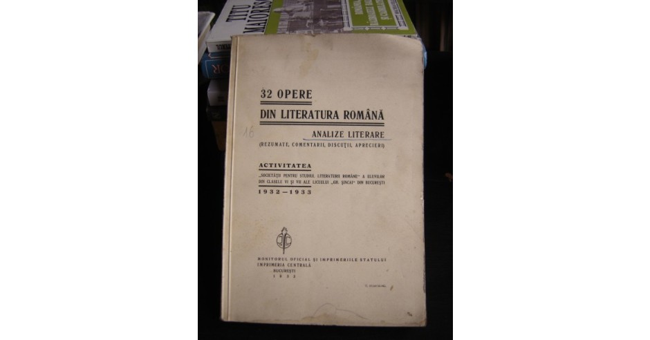 32 OPERE DIN LITERATURA ROMANA. ANALIZE LITERARE | arhiva Okazii.ro