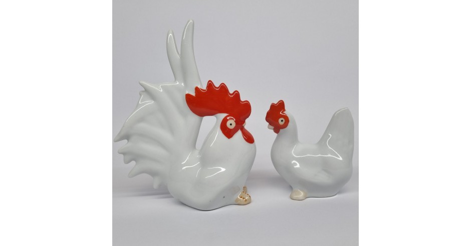 Cocos si gaina (set) bibelouri portelan romanesc vechi, vintage ...