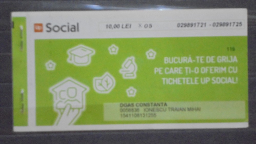 COTOR DE TICHETE SOCIALE PT. PENSIONARI CU VENITURI MICI ,CONSTANTA, 2022. | Okazii.ro