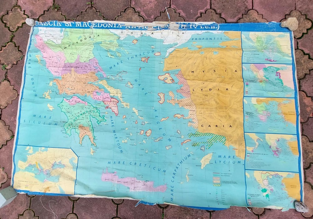 Harta veche didactica mare: Grecia si Macedonia antica in sec. III-IV i ...