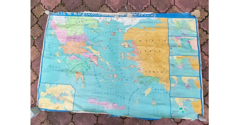 Harta veche didactica mare: Grecia si Macedonia antica in sec. III-IV i ...