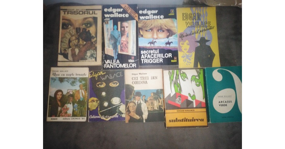 Pachet 9 carti Edgar WALLACE - romane politiste - serie de autor ...