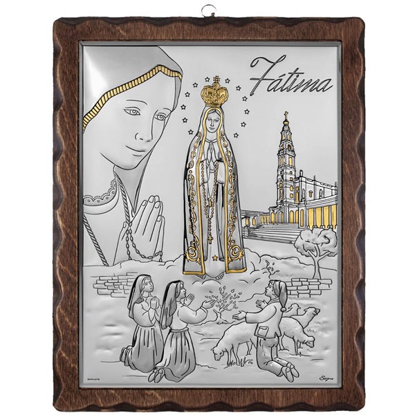 Icoana Argint Maica de la Fatima 12x15cm Auriu COD: 3234 | arhiva Okazii.ro