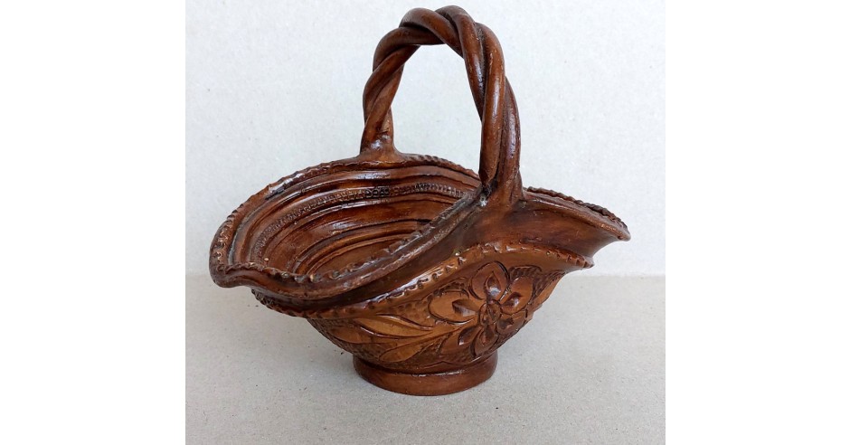 Cosulet decorativ vintage din ceramica, ornamente florale deosebite ...