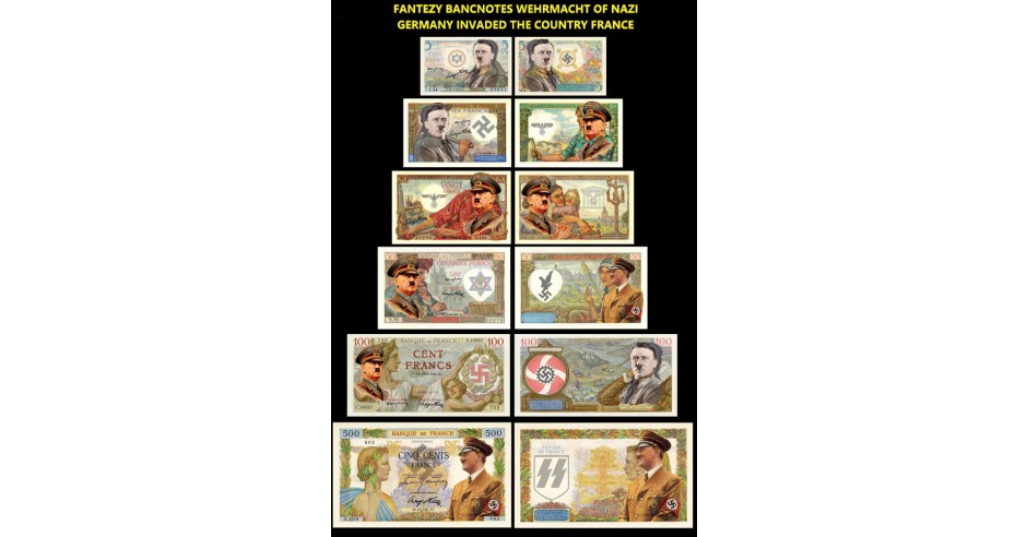 6 Fantezy banknote France ocupatie WW2 Germania | Okazii.ro
