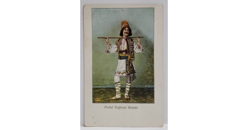 PORTUL NATIONAL ROMAN , TARAN IN COSTUM POPULAR , CARTE POSTALA ...