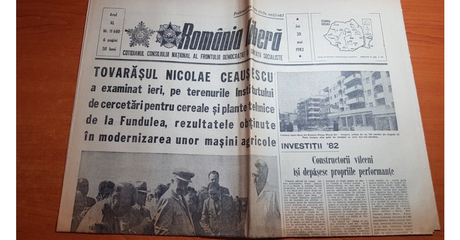 Romania libera 20 mai 1982-vizita lui ceausescu la fundulea,cenaclul ...