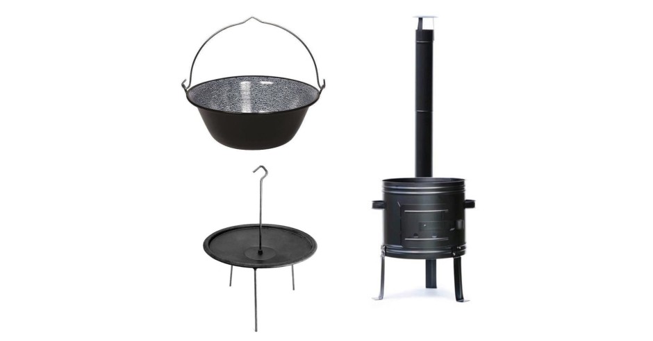 Soba ceaun emailat 30L, disc fonta 50cm, grill, burlan, cot, 50x67cm ...