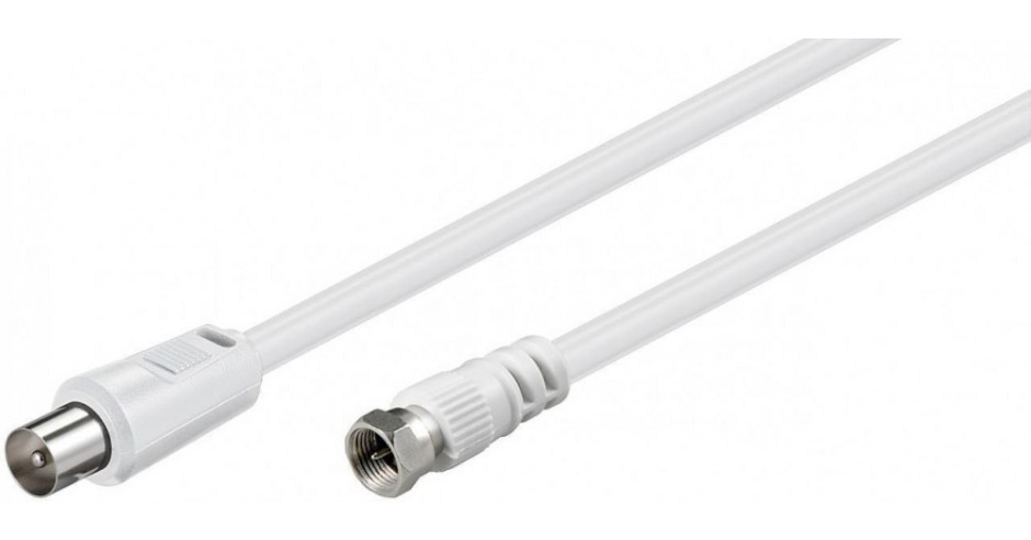 Cablu conexiune antena/ Satelit 2.5m F tata - Coaxial tata alb Goobay | arhiva Okazii.ro