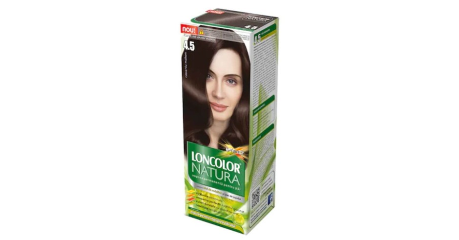 Vopsea de Par Permanenta LONCOLOR Natura 4.5, Castaniu Mahon, 100 ml ...