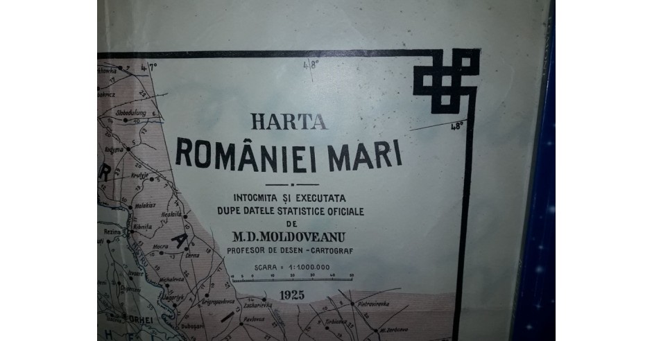 Harta Romania Mare,REGATUL ROMANIEI 1925,M.D.MOLDOVEANU Cartograf,harta ...