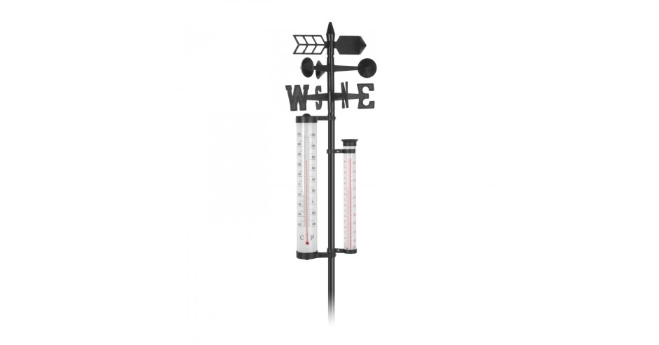 Statie meteo de gradina cu termometru, pluviometru, girueta - 145 cm ...