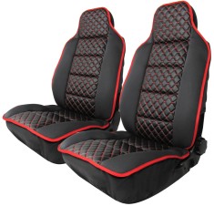 Set Huse Scaune Auto, Lux, Textil Si Piele Ecologica, Negru Cu Cusaturi ...