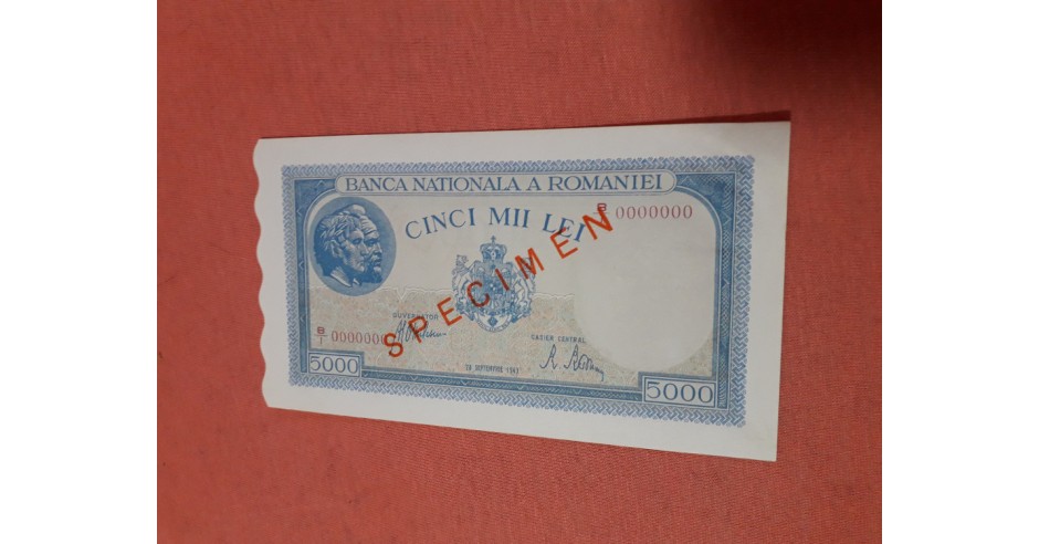 Bancnote romanesti 5000lei 1943 septembrie specimen aunc | arhiva Okazii.ro