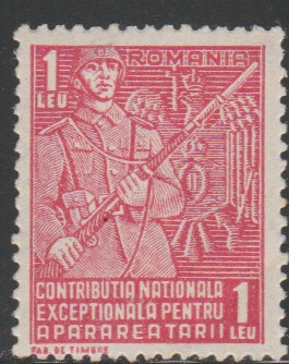 1940 Romania - Timbru fiscal 1Leu Contributia Exceptionala pentru ...