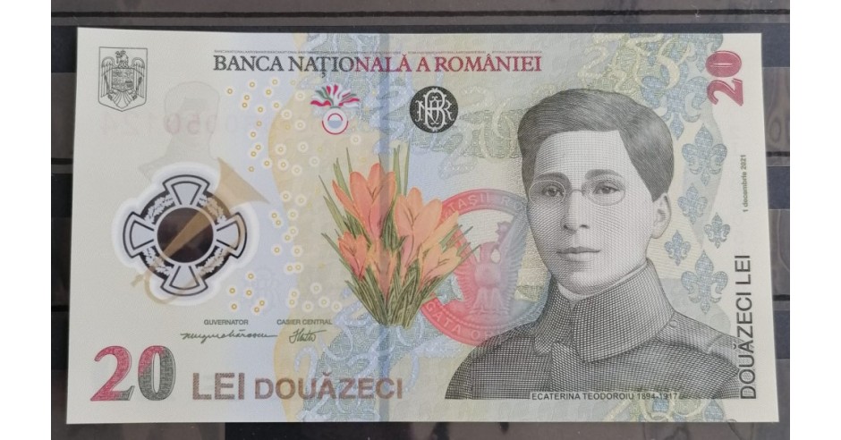 Romania, bancnota 20 lei 2021, Ecaterina Teodoroiu, necirculata ...