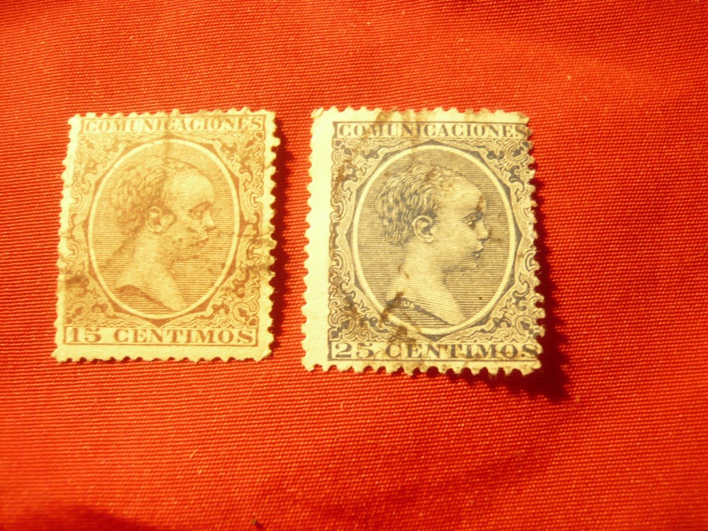 2 Timbre Spania 1889 Rege Alfons XIII : 15 si 25C stampilate | arhiva ...