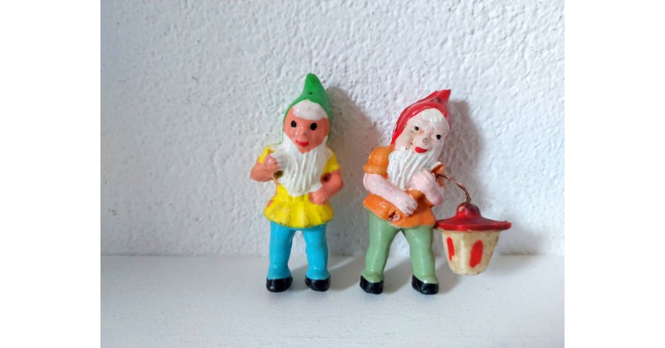 Lot 2 pitici figurine vechi romanesti cauciuc, anii 80, 6cm, colectie ...